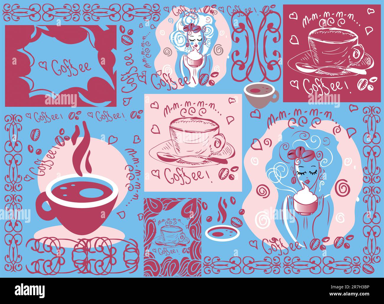 Vector coffee background wallpaper design Stock Vector Image & Art - Alamy