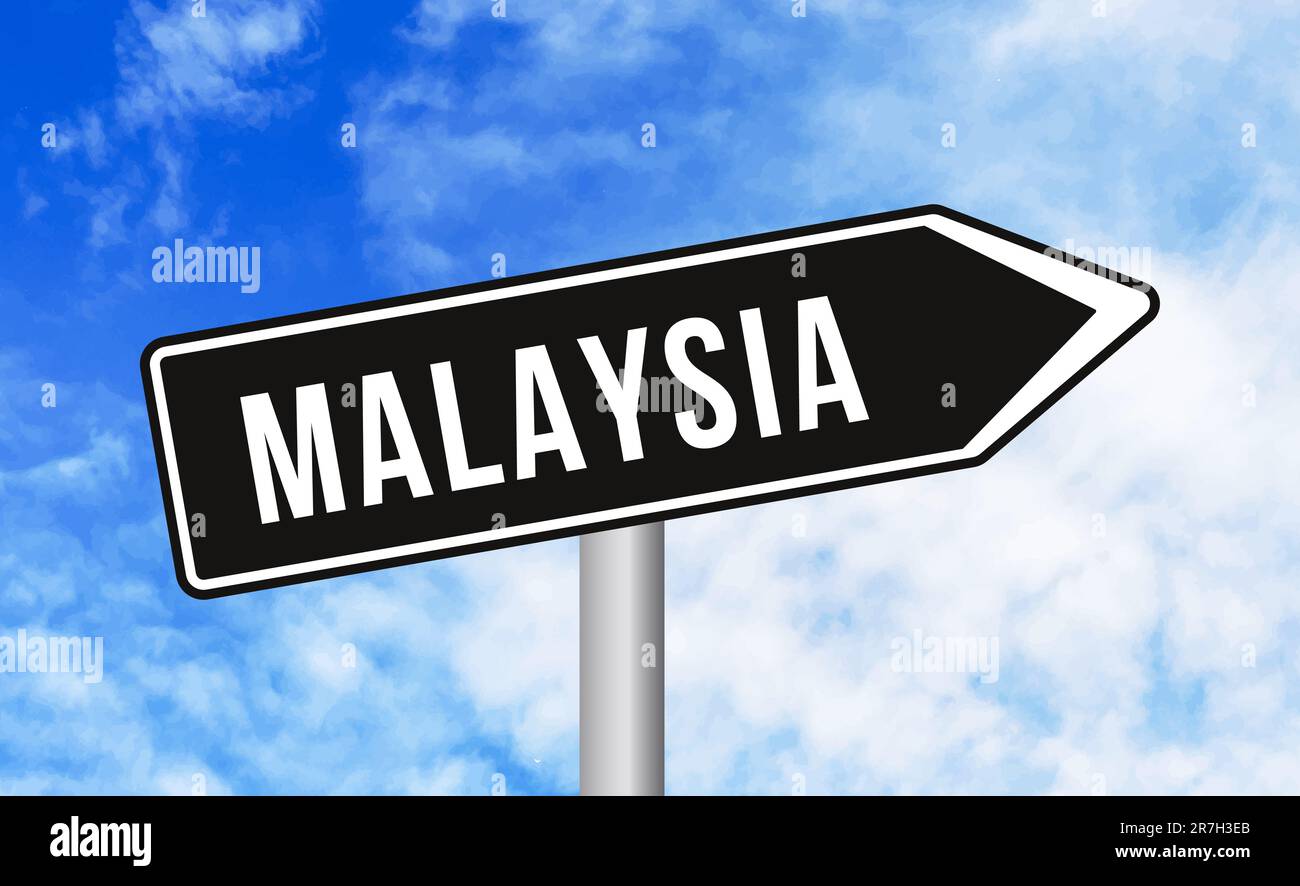 Malaysia road sign on sky background Stock Photo - Alamy