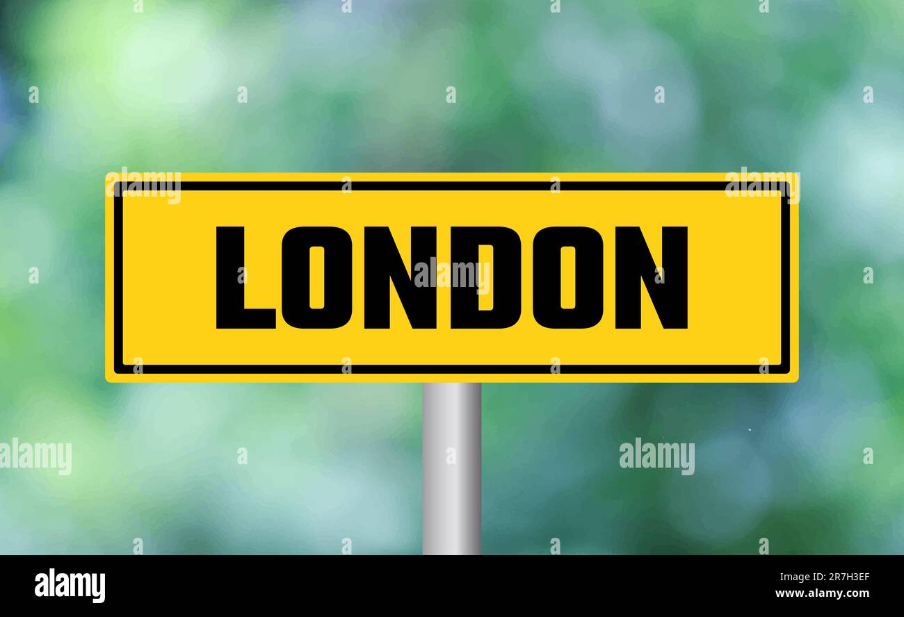 London road sign on blur background Stock Photo - Alamy