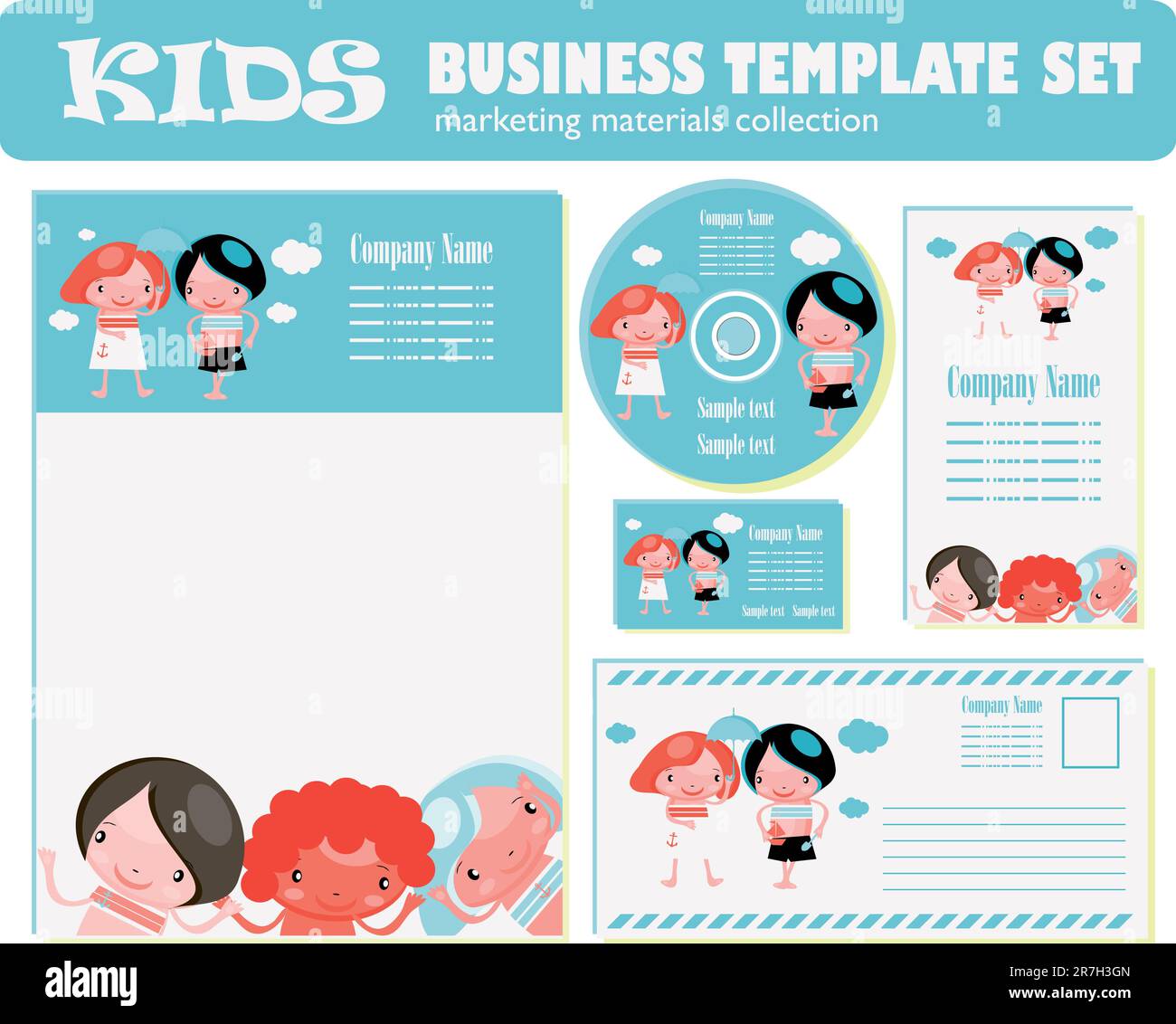 Kids Business Template Set Kids Style Corporate Template Stock Vector ...