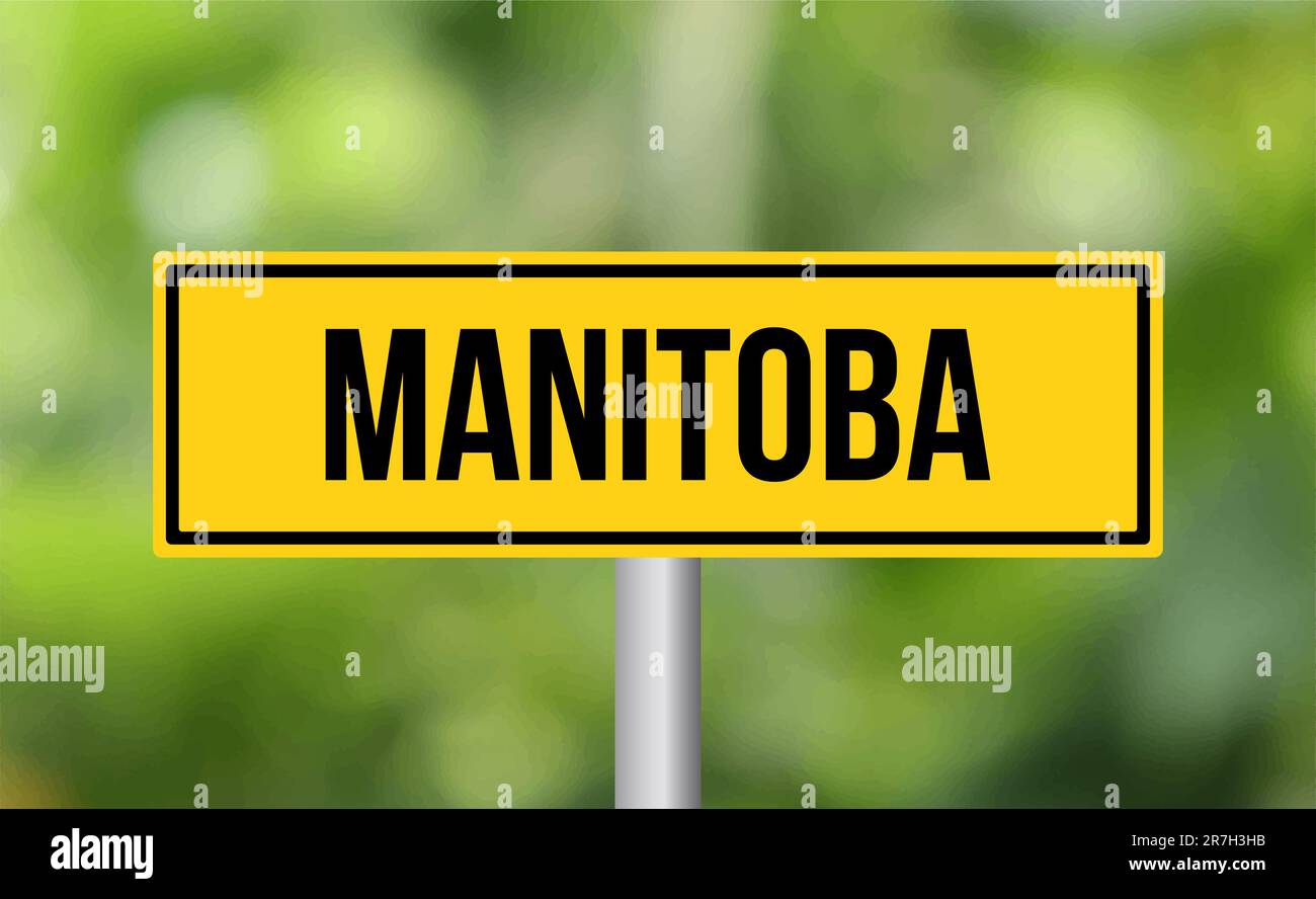 Manitoba road sign on blur background Stock Photo - Alamy