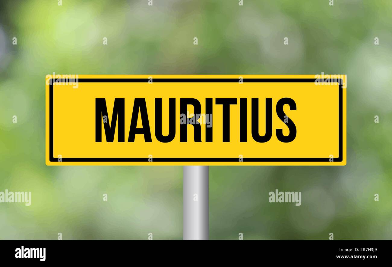 Mauritius road sign on blur background Stock Photo - Alamy