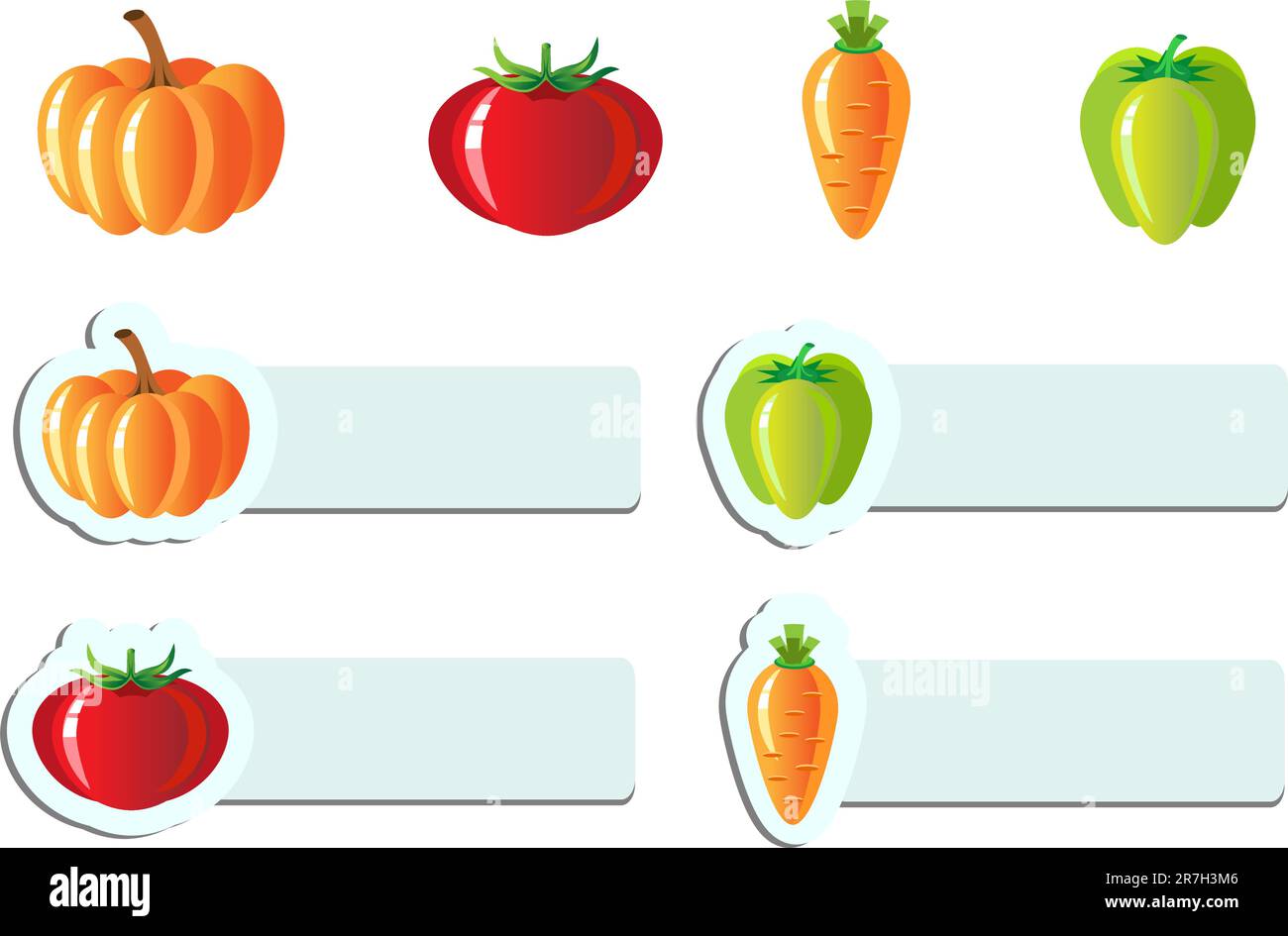 Vector shiny vegetables icon, sticker, label set Stock Vector Image ...