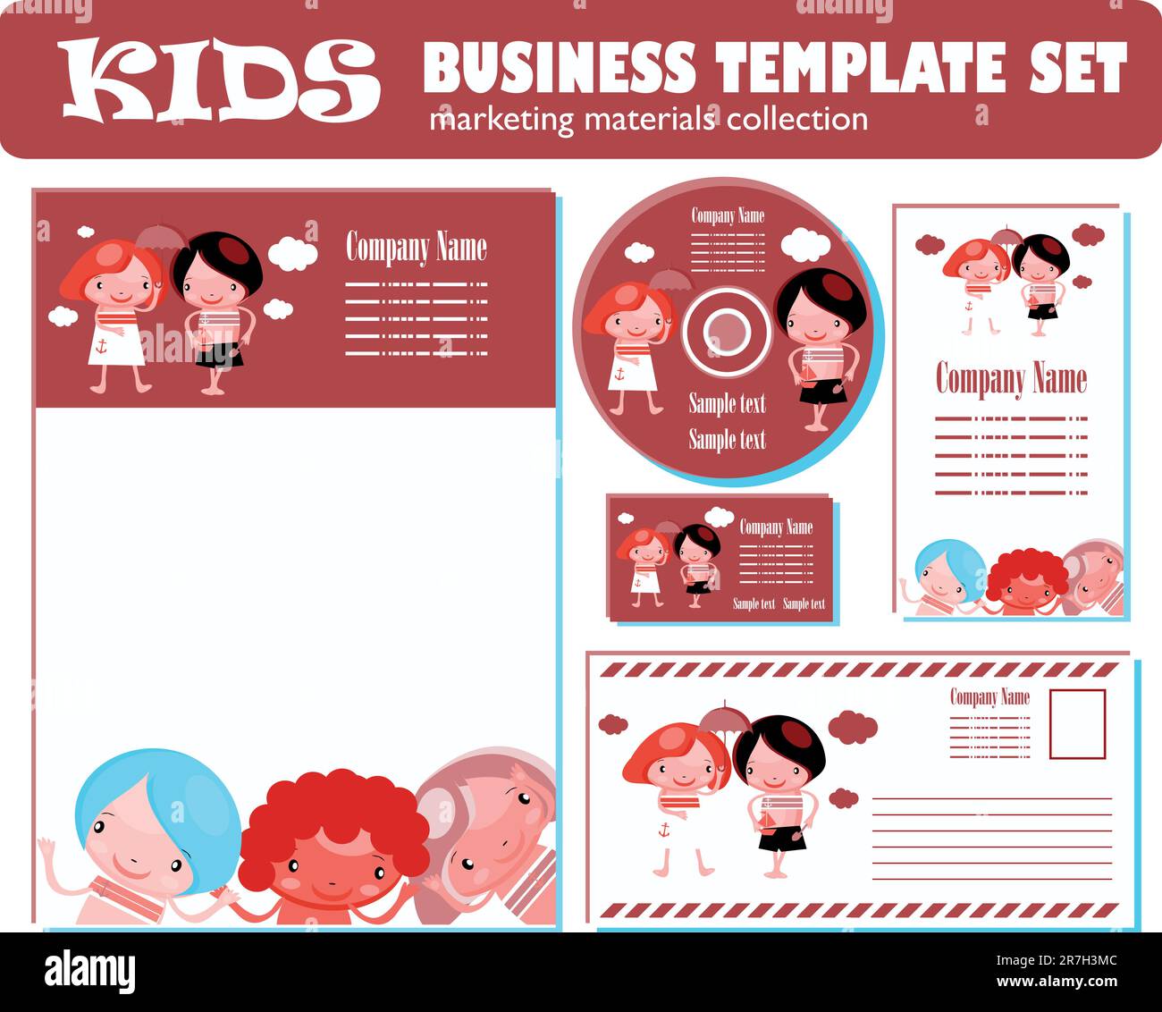 Kids Business Template Set Kids Style Corporate Template Stock Vector ...