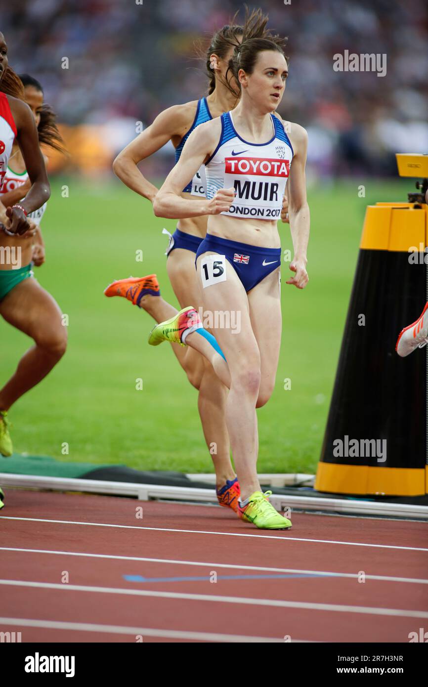 Laura Muir participating in the 1500m final at the World Athletics ...