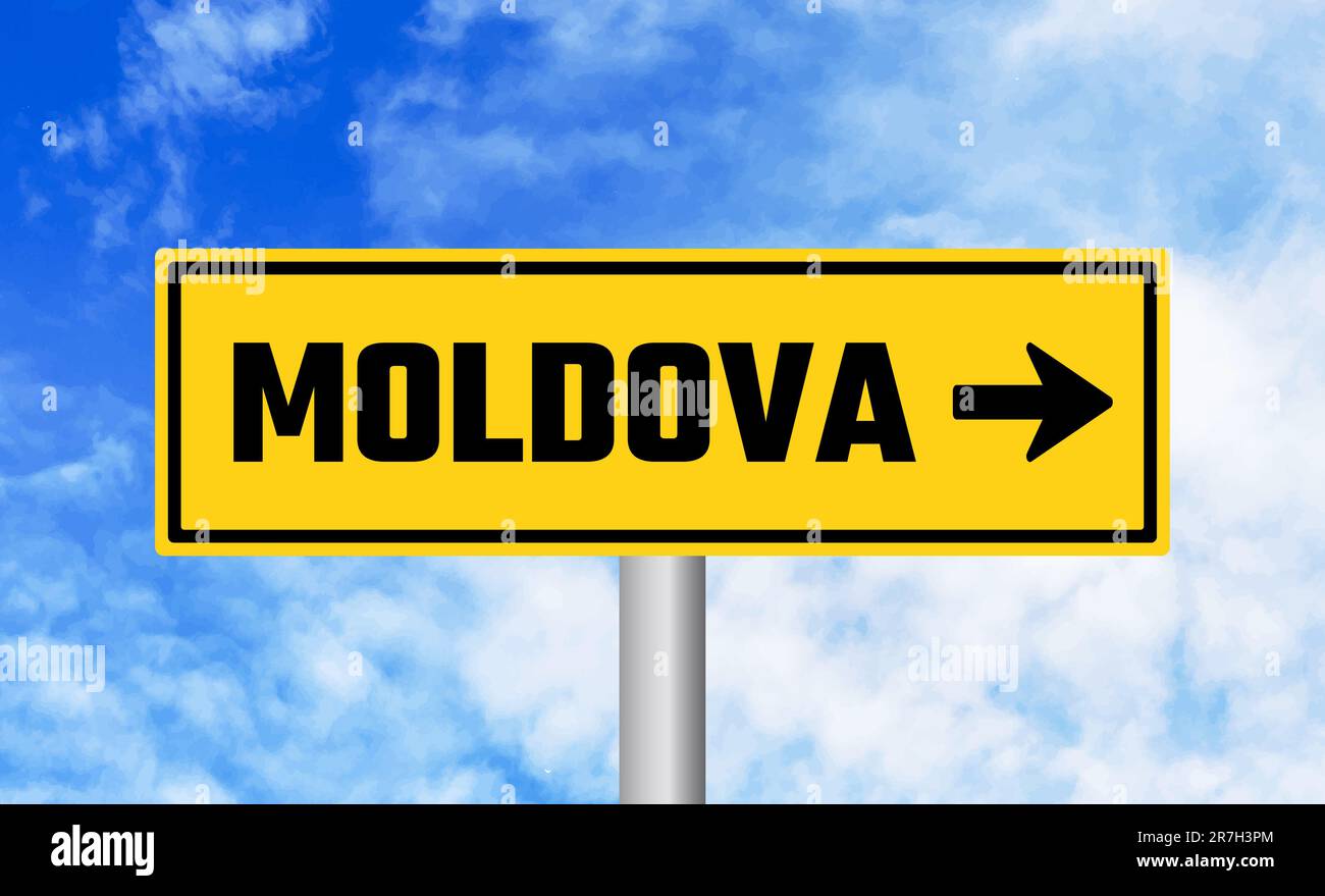 Moldova road sign on blue sky background Stock Photo - Alamy