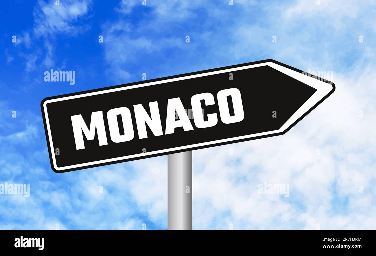 Monaco road sign on cloudy sky background Stock Photo - Alamy