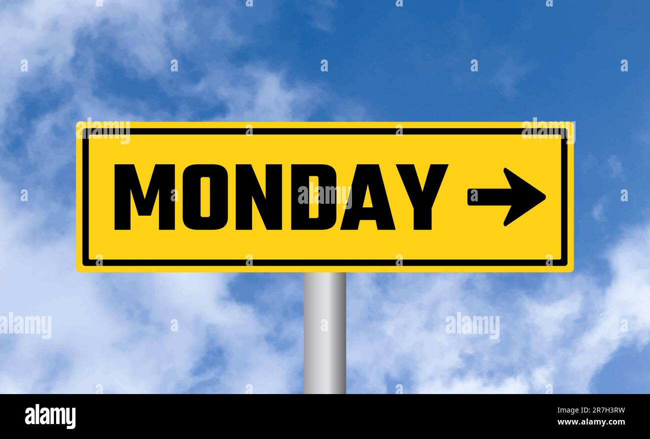 Monday road sign on sky background Stock Photo - Alamy