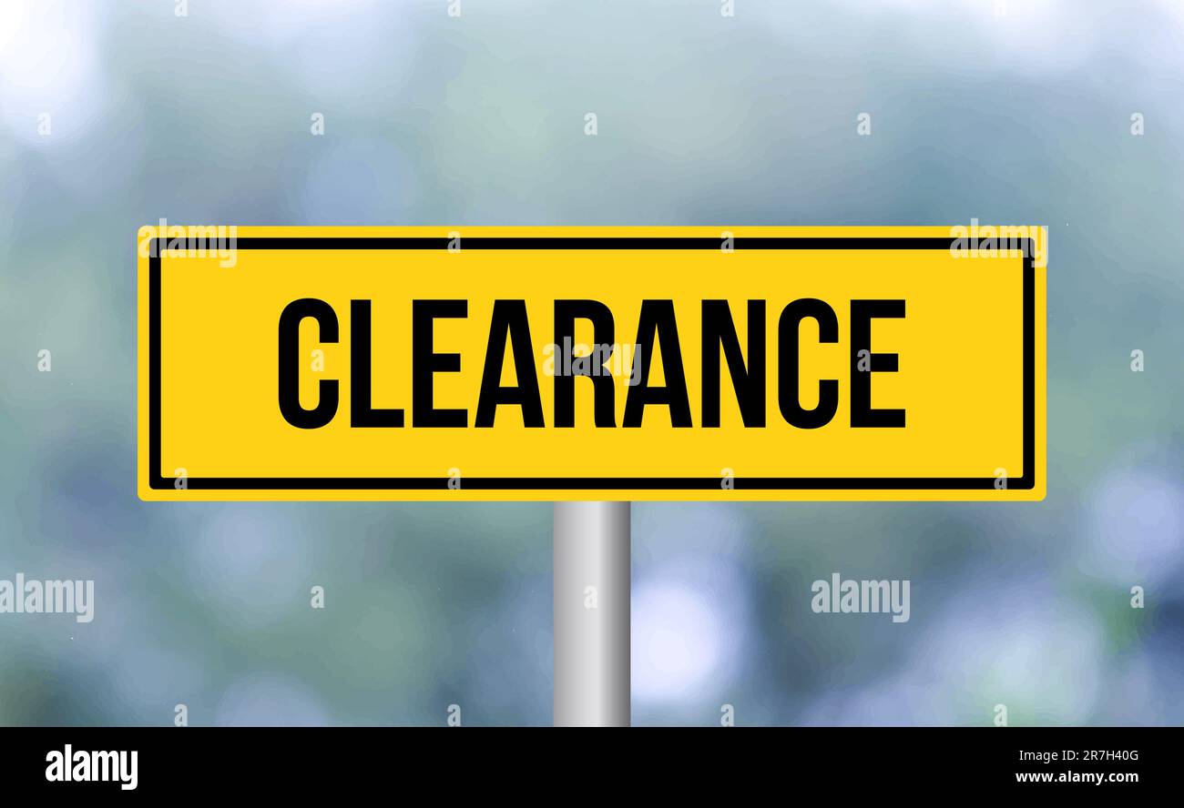 Clearance road sign on blur background Stock Photo - Alamy