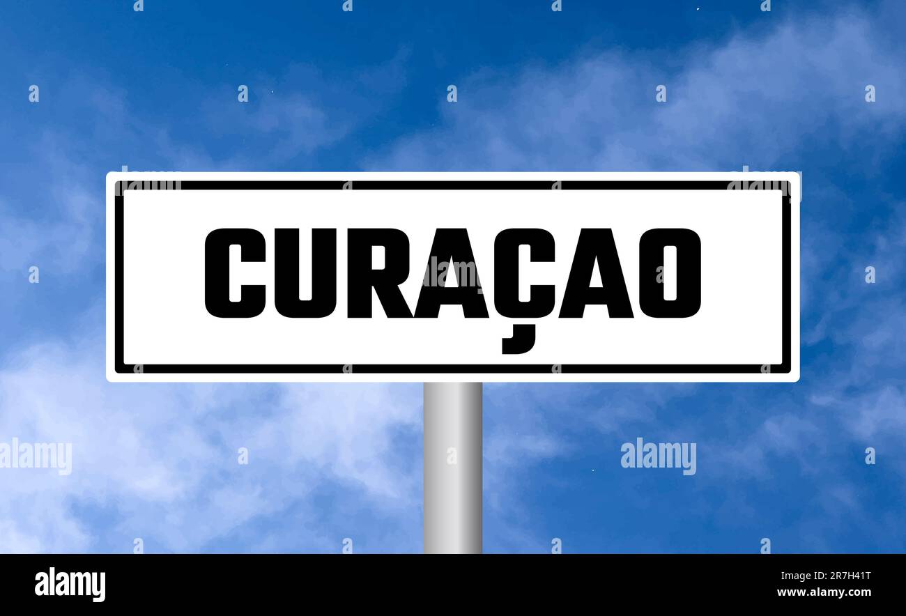 Curaçao road sign on cloudy sky background Stock Photo - Alamy