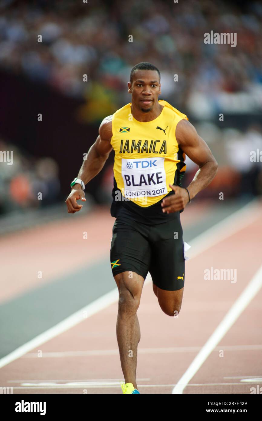 Yohan Blake participating in the 100m heats round at the World ...