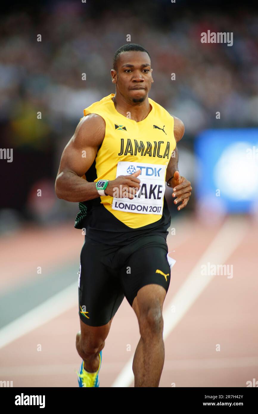 Yohan Blake participating in the 100m heats round at the World ...