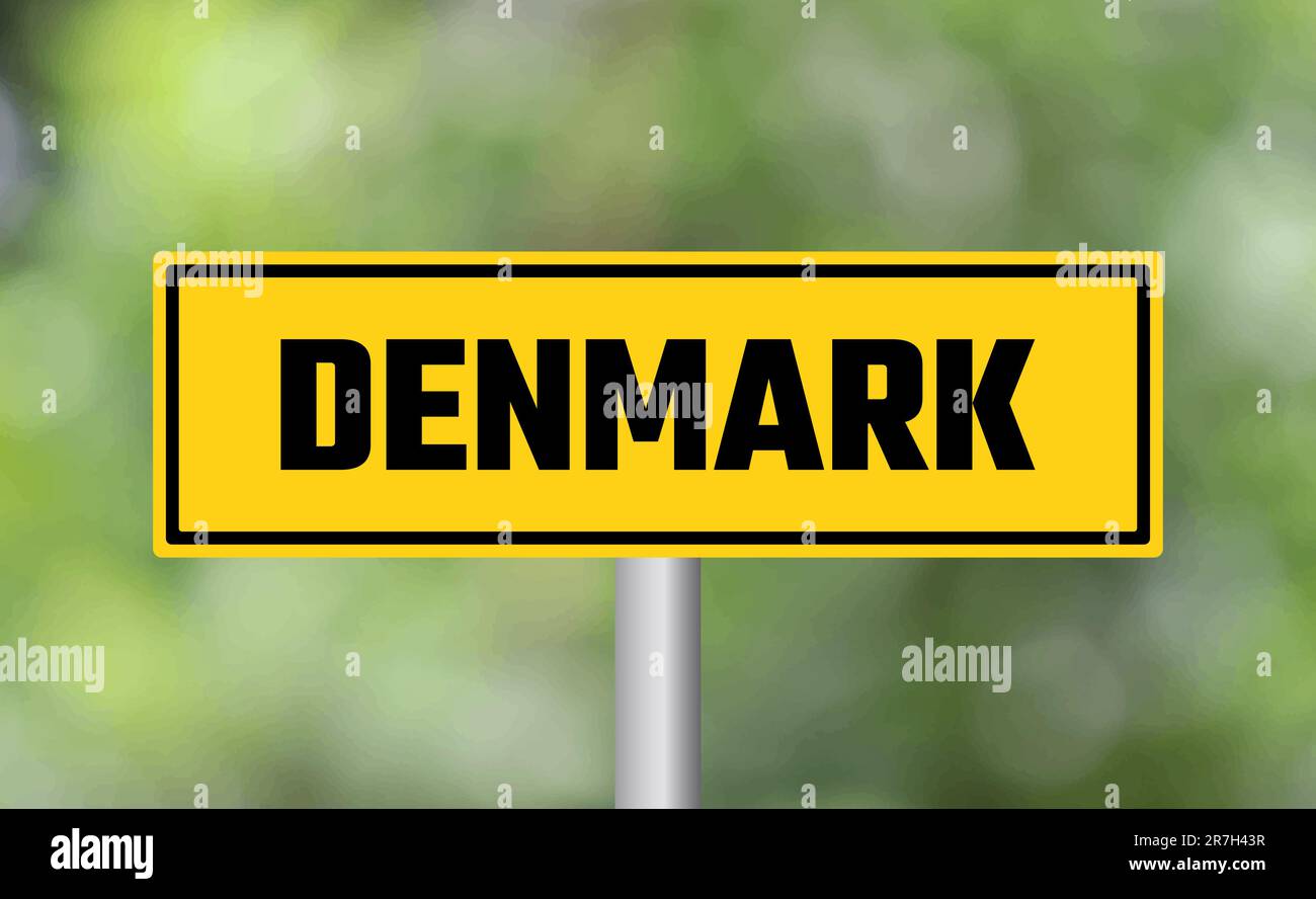 Denmark road sign on blur background Stock Photo - Alamy