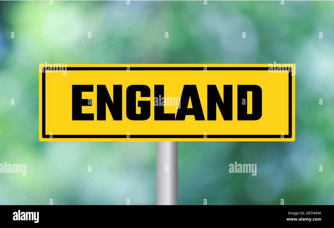 England road sign on blur background Stock Photo - Alamy