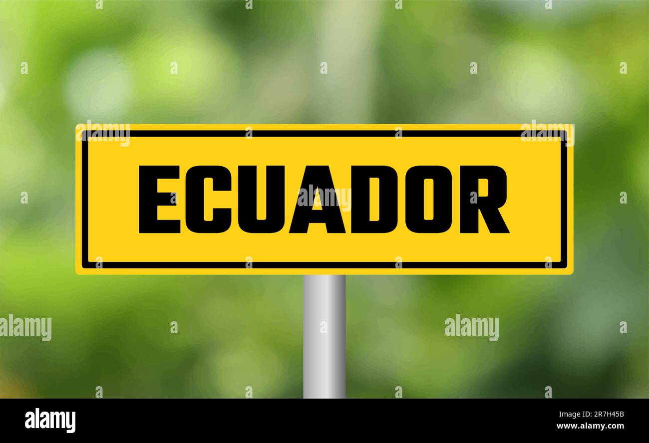 Ecuador road sign on blur background Stock Photo - Alamy