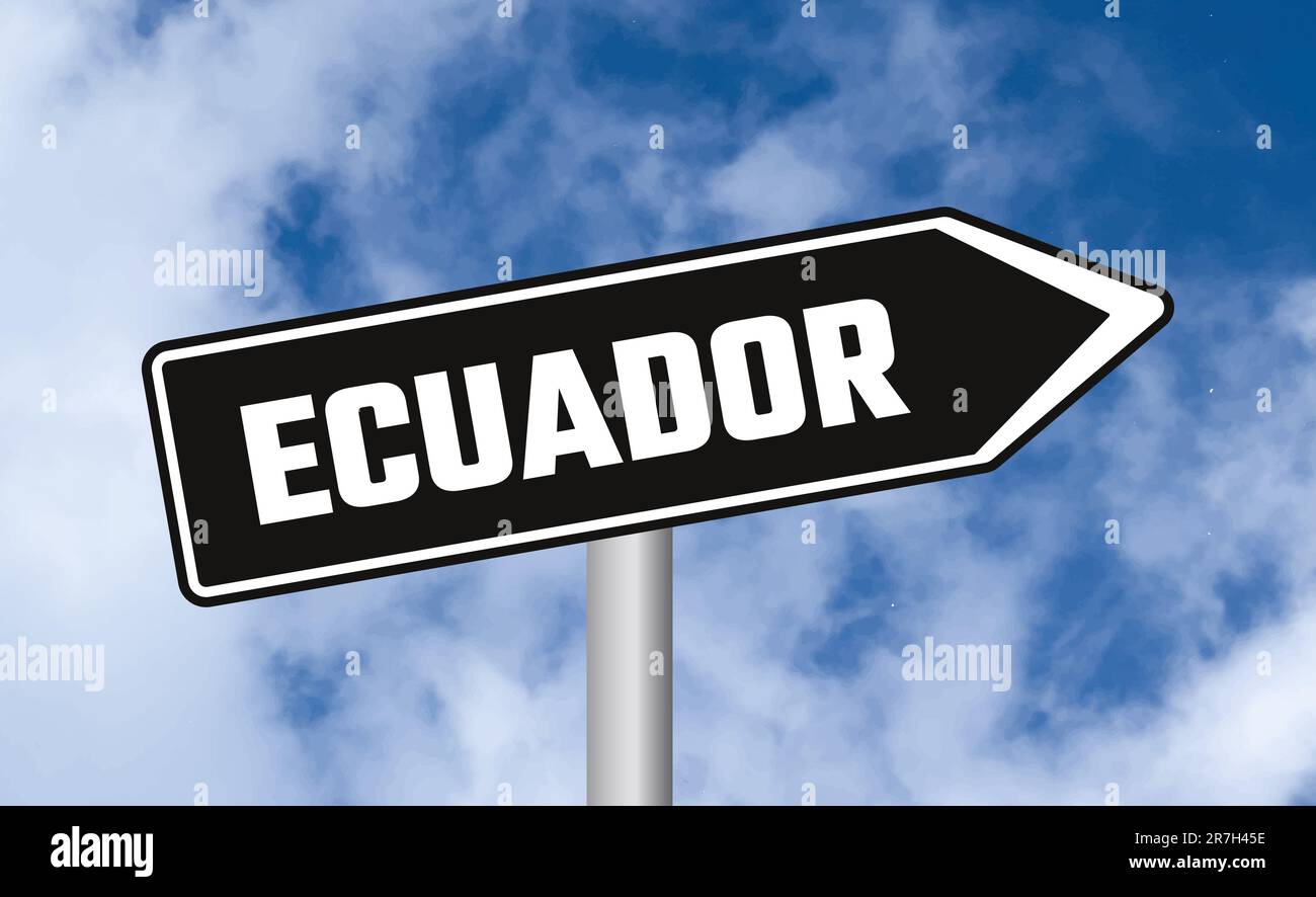 Ecuador road sign on sky background Stock Photo - Alamy