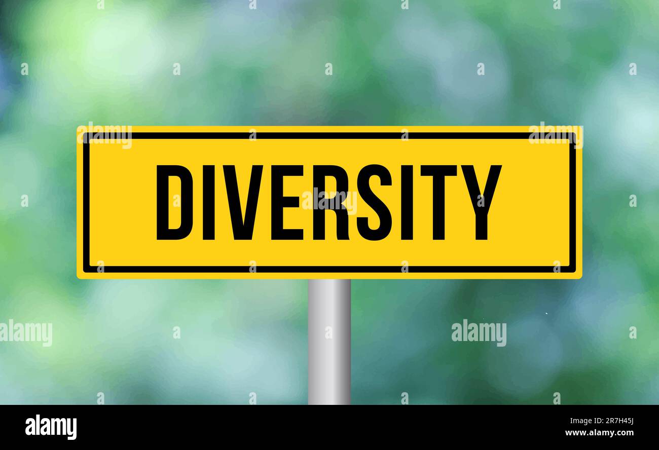 Diversity road sign on blur background Stock Photo - Alamy