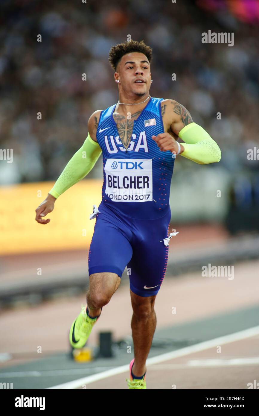 Christopher Belcher participating in the 100m heats round at the World ...