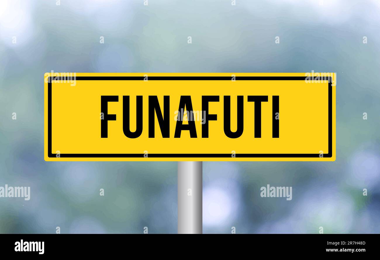 Funafuti road sign on blur background Stock Photo - Alamy