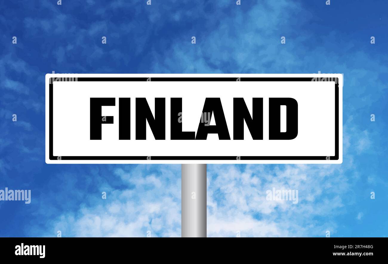 Finland road sign on sky background Stock Photo - Alamy
