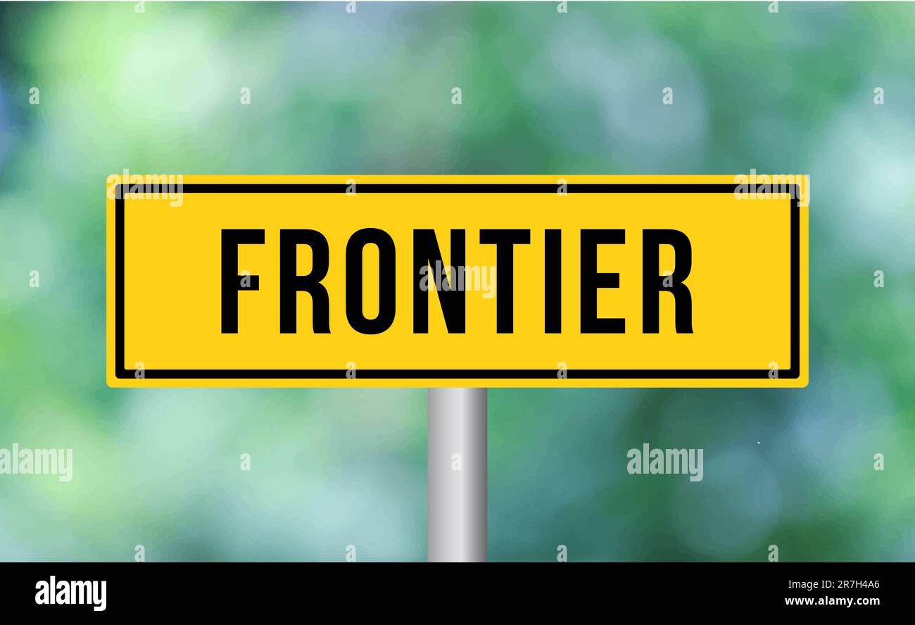 Frontier road sign on blur background Stock Photo - Alamy