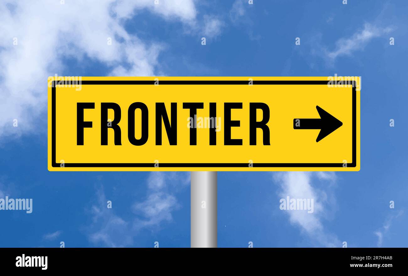 Frontier road sign on cloudy sky background Stock Photo - Alamy