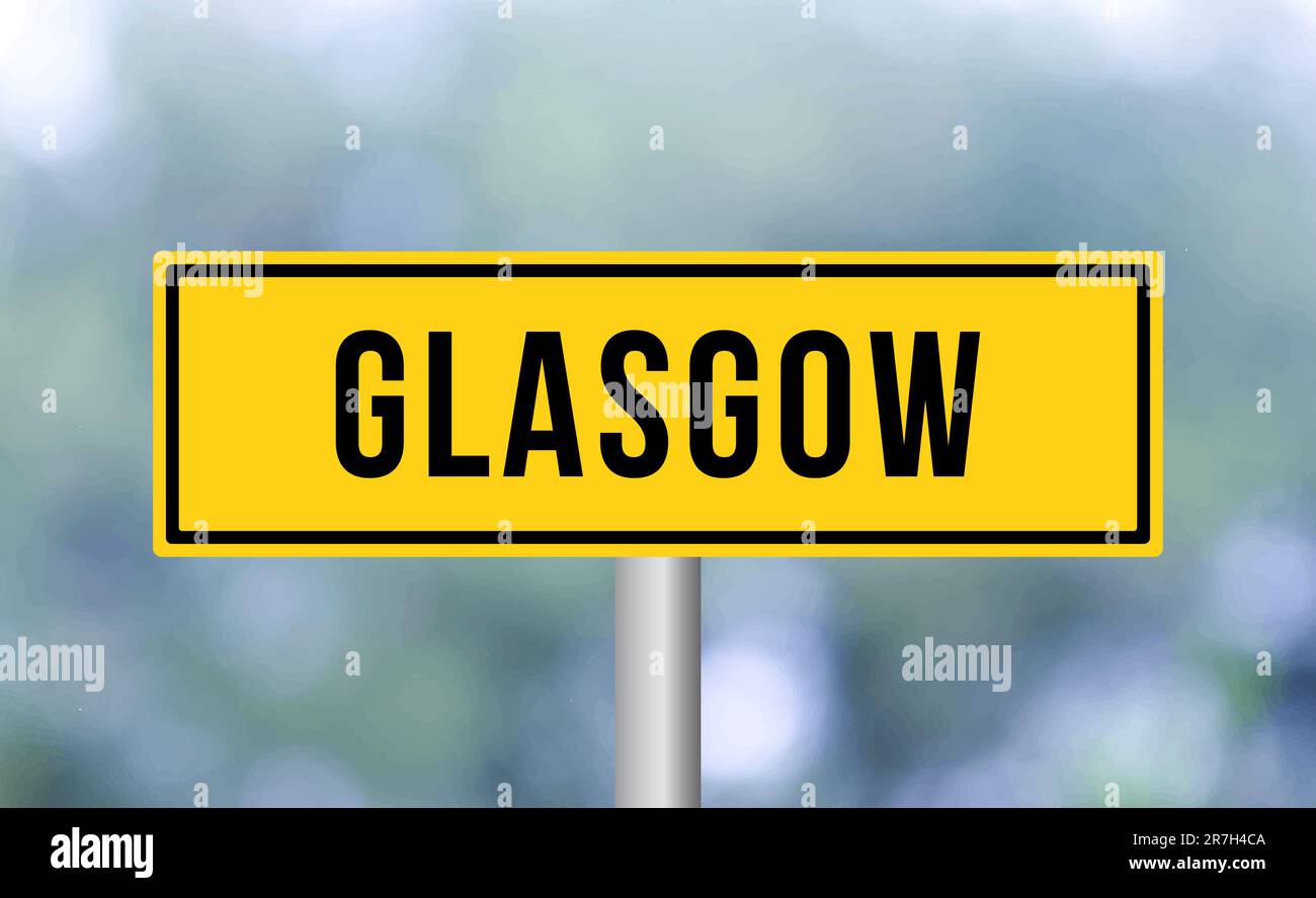 Glasgow road sign on blur background Stock Photo - Alamy