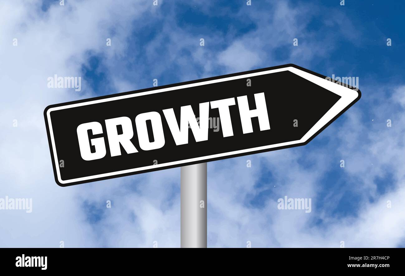 Growth road sign on cloudy sky background Stock Photo - Alamy