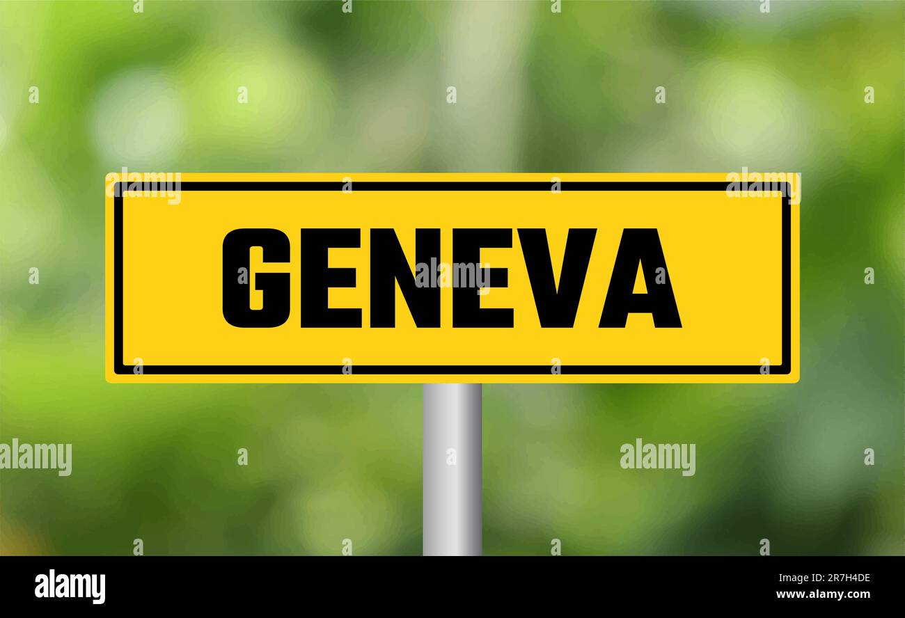 Geneva road sign on blur background Stock Photo - Alamy
