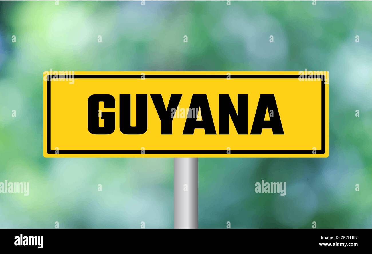 Guyana road sign on blur background Stock Photo - Alamy