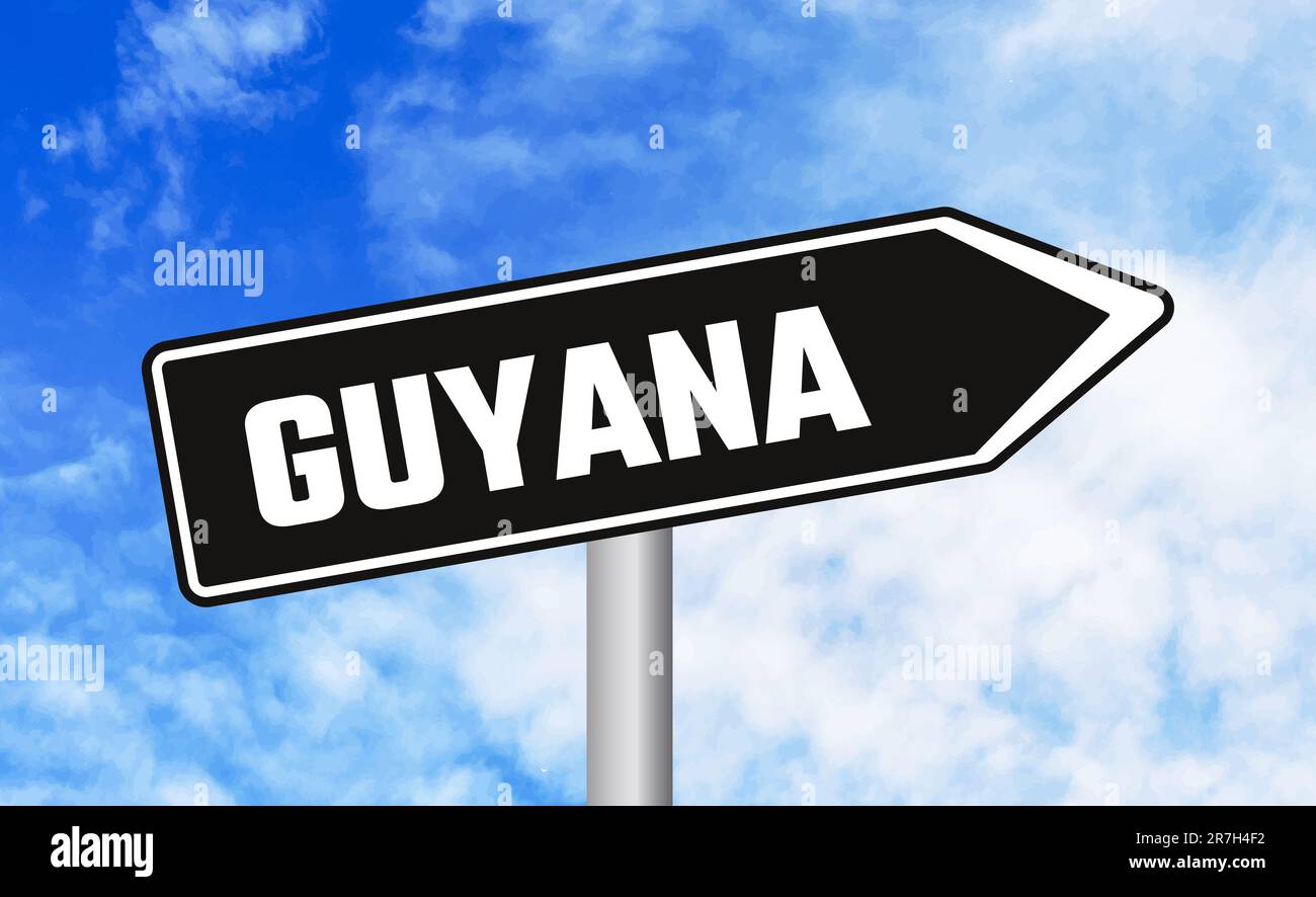 Guyana road sign on sky background Stock Photo - Alamy
