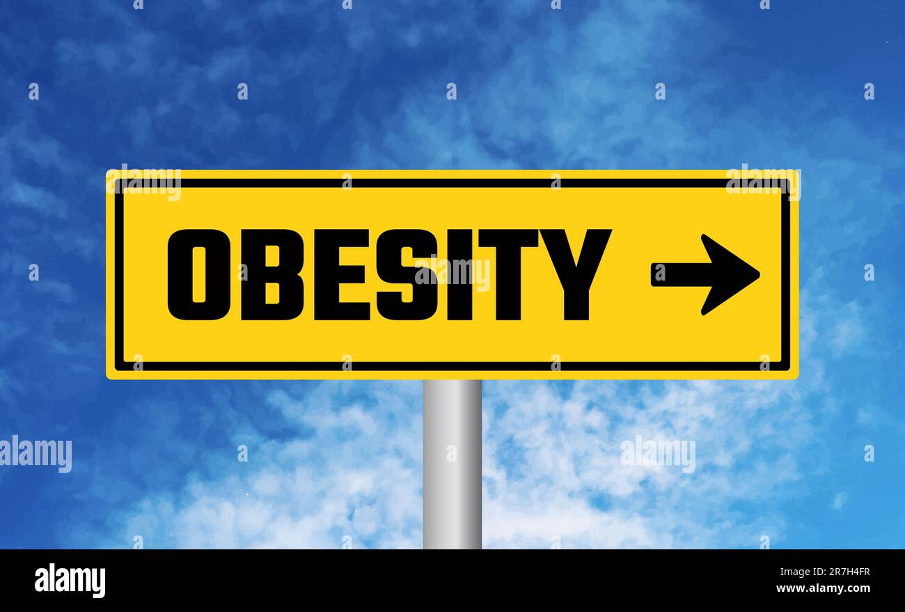 Obesity road sign on blue sky background Stock Photo - Alamy