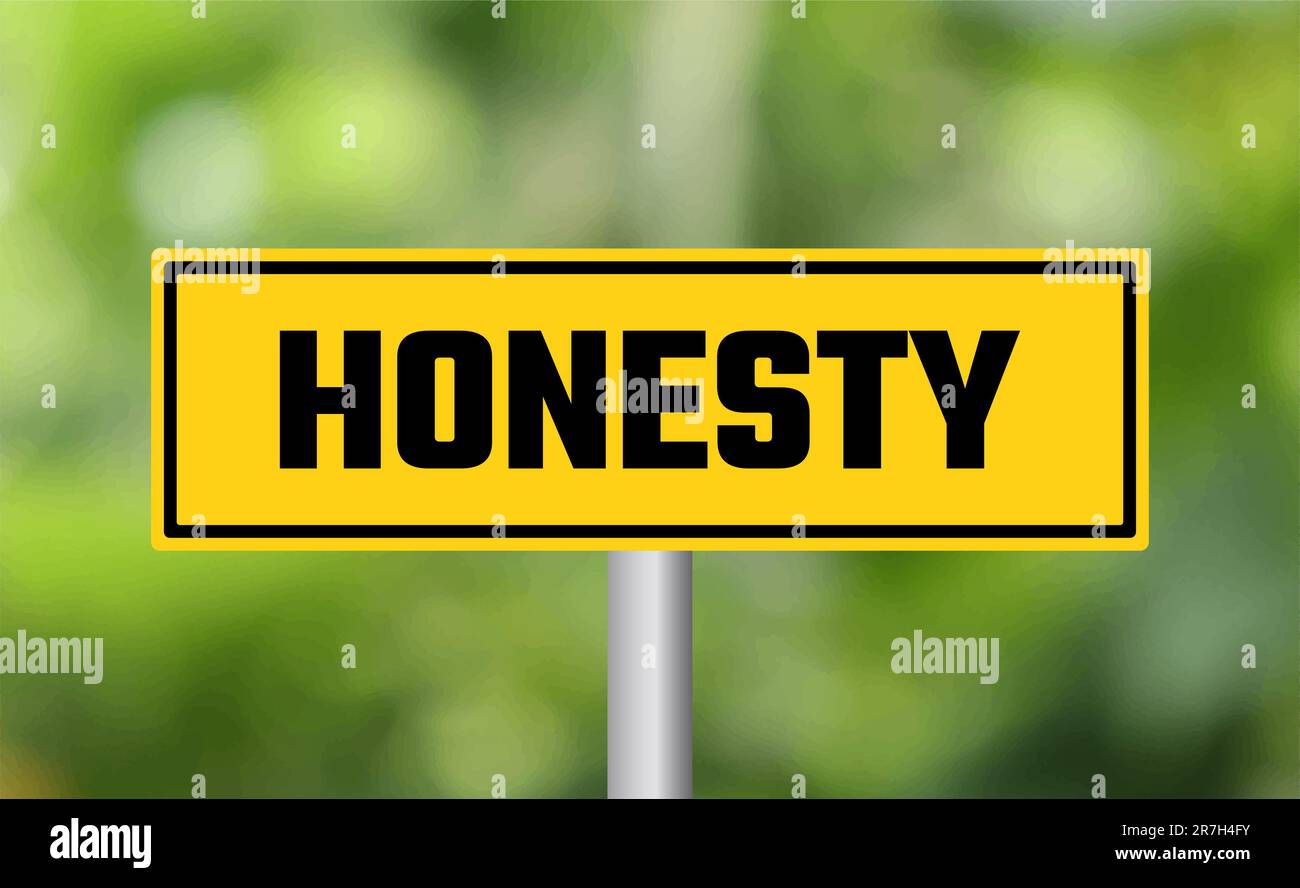 Honesty road sign on blur background Stock Photo - Alamy