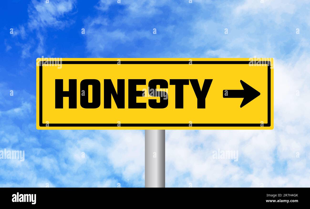 Honesty road sign on blue sky background Stock Photo - Alamy