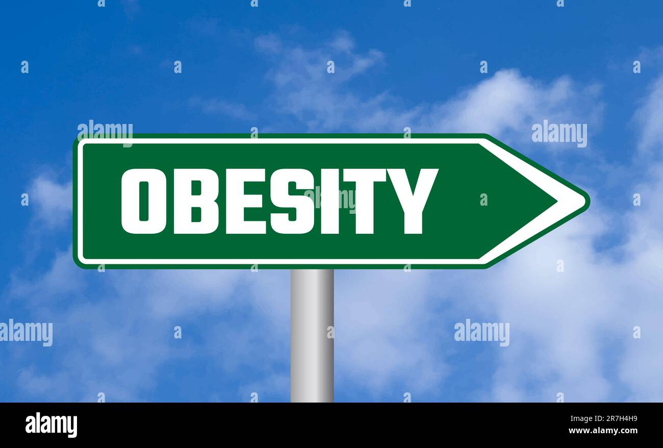 Obesity road sign on blue sky background Stock Photo - Alamy