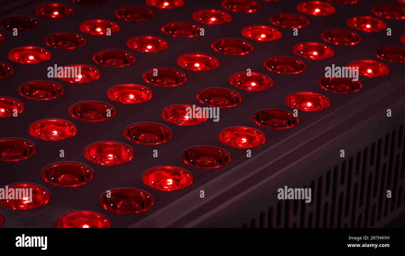 detail of red light therapy panel for skin health, pain relief ...