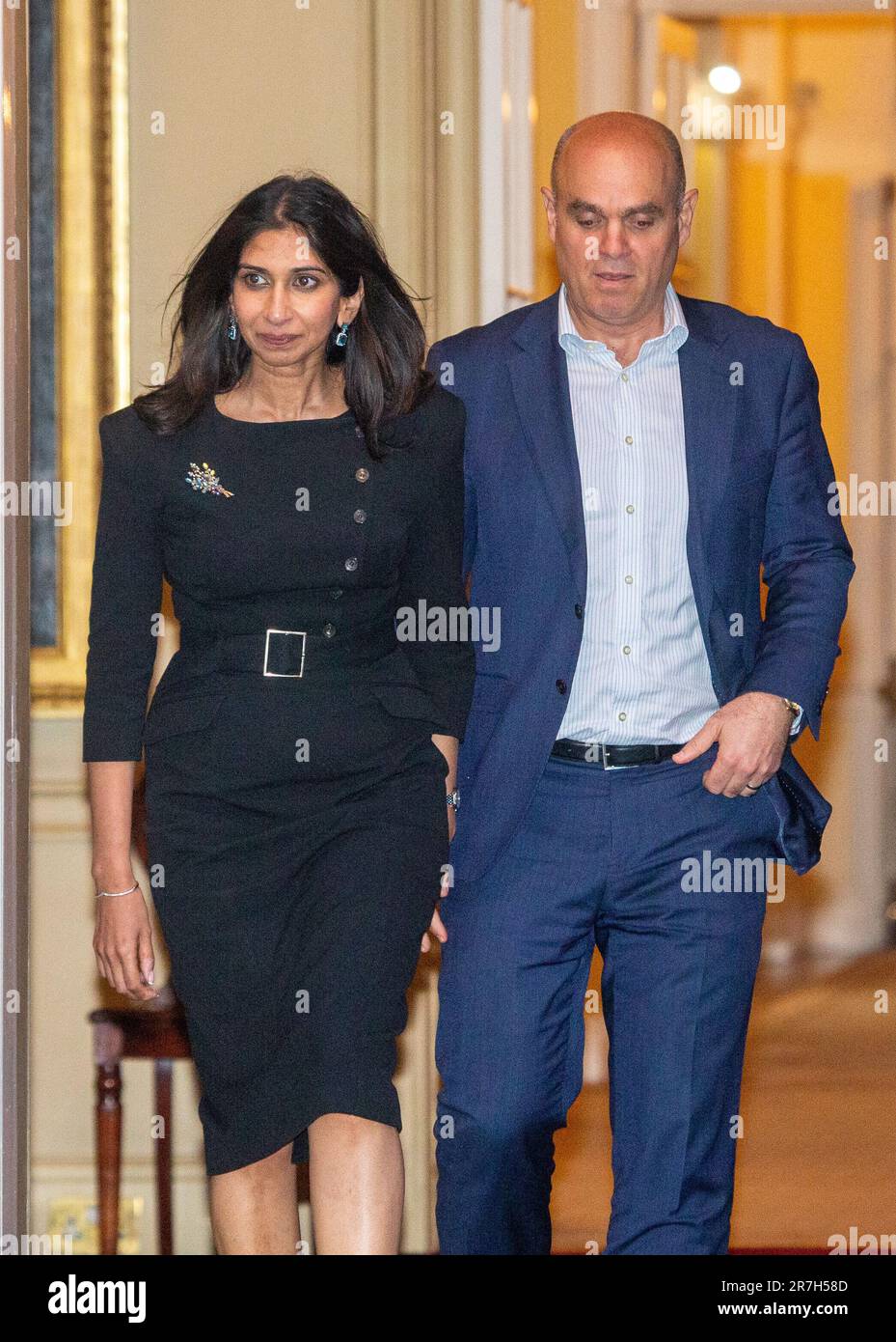 London, England, UK. 15th June, 2023. Home Secretary SUELLA BRAVERMAN and husband RAEL are seen ...