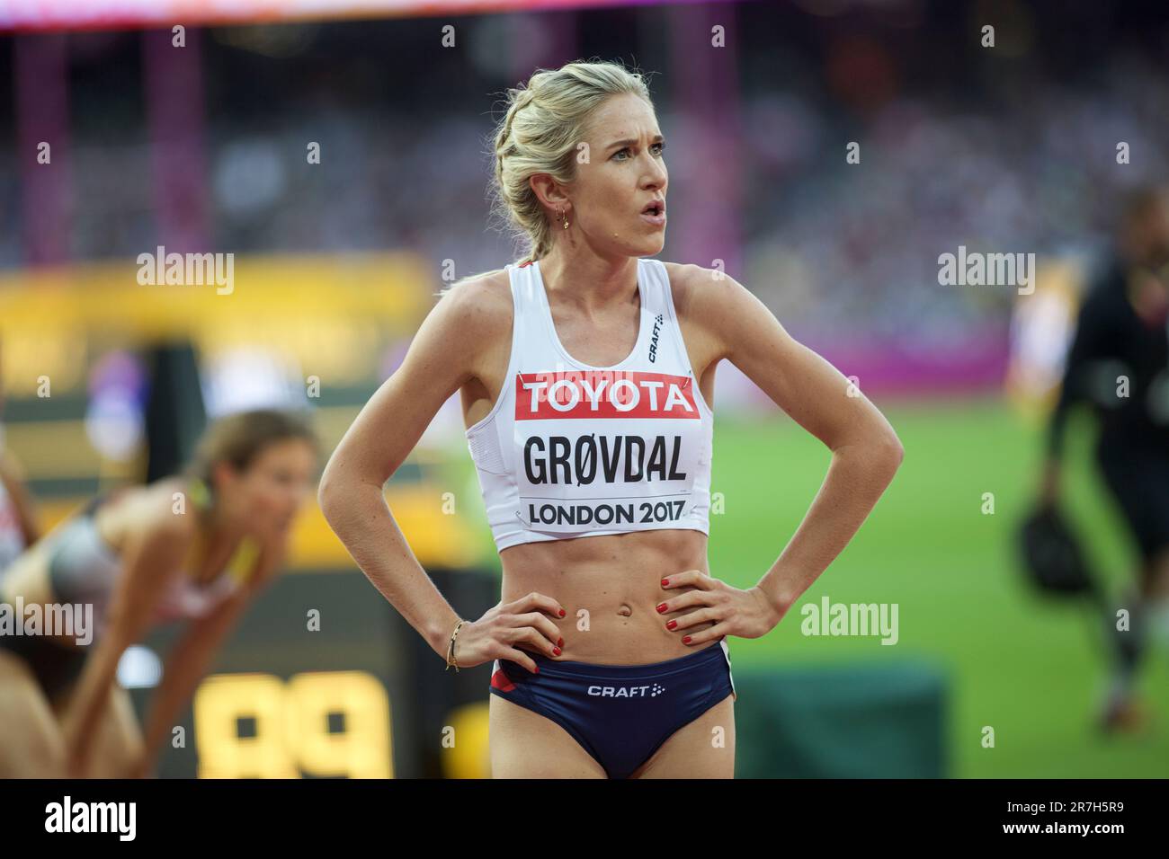 Karoline Bjerkeli Grøvdal participating in the 1500m final at the World ...
