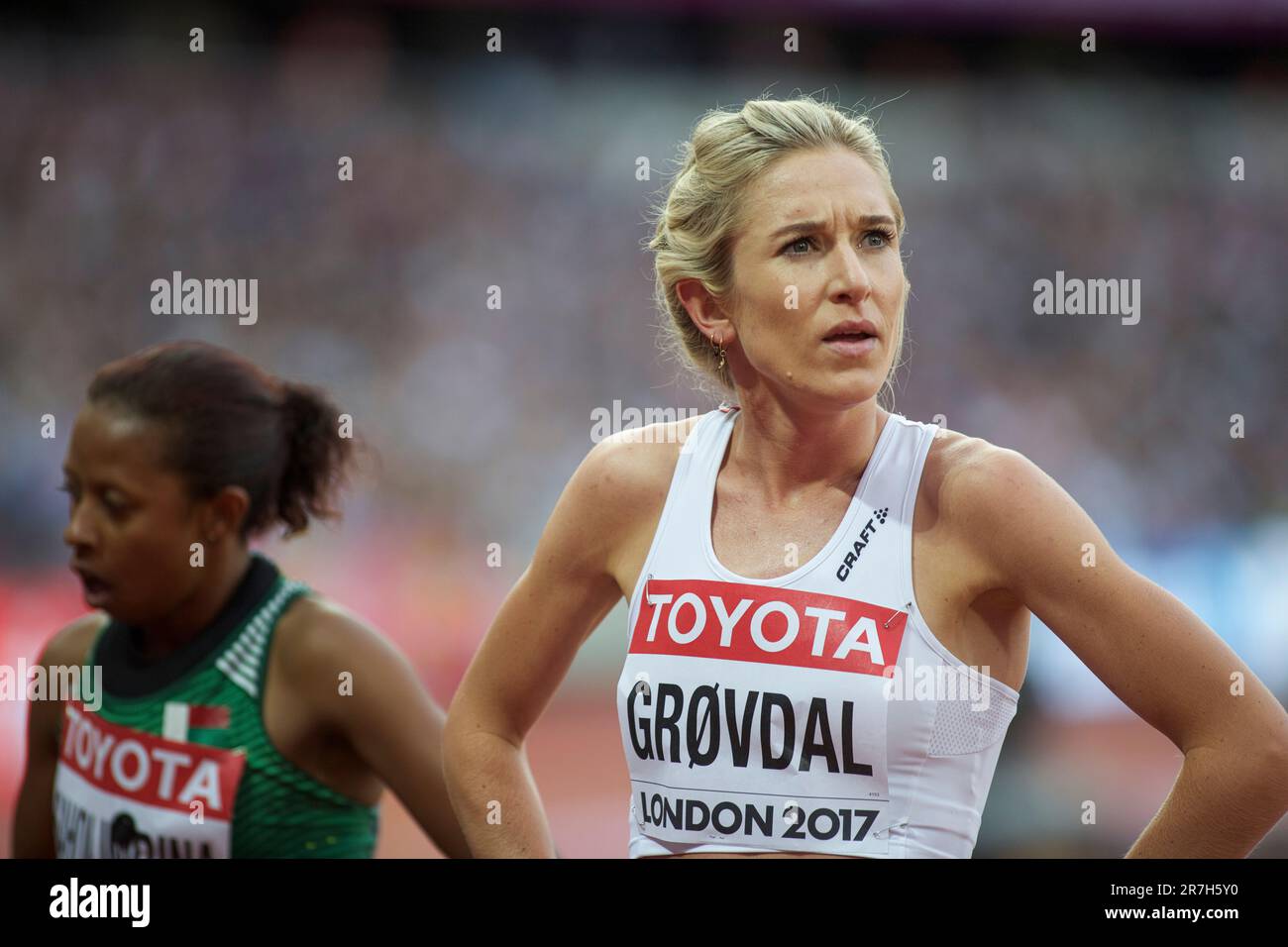 Karoline Bjerkeli Grøvdal participating in the 1500m final at the World ...