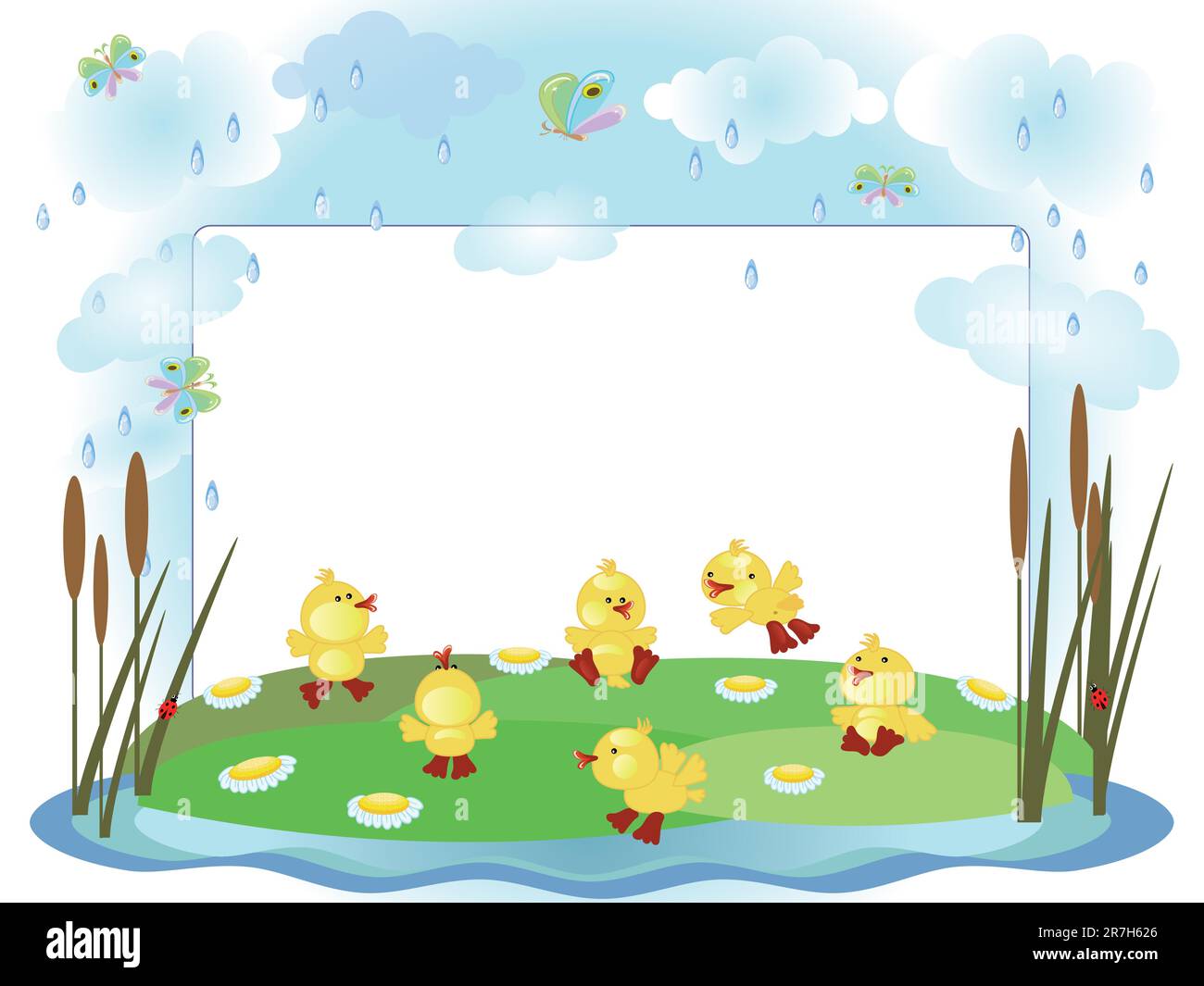 Duck ducklings pond Stock Vector Images - Alamy