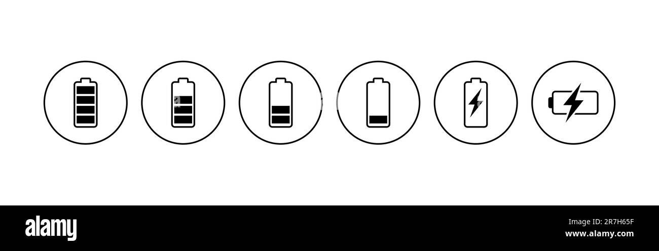 Battery icon set. battery charge level. battery Charging icon Stock ...