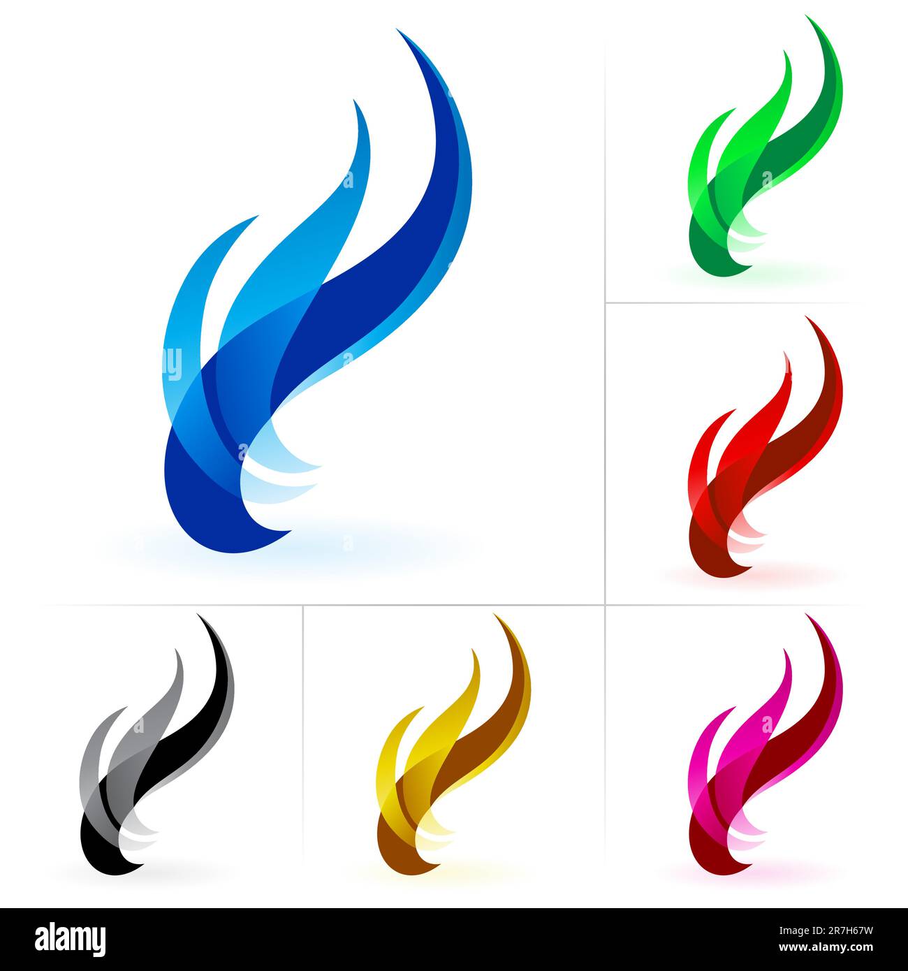 Set of fire isolated on a white background for design Stock Vector ...