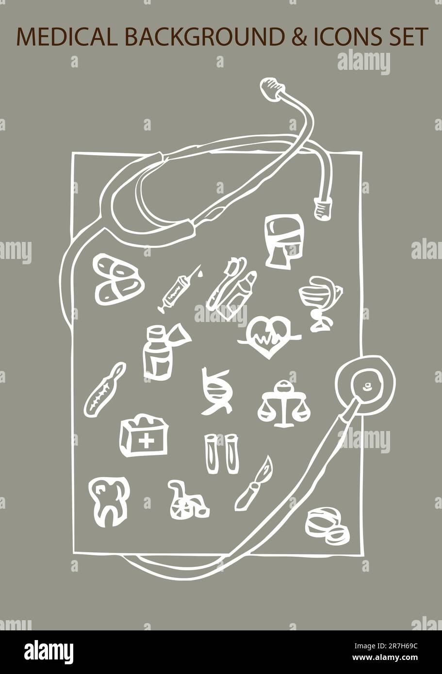 medical background and icons set, vector illustration Stock Vector ...
