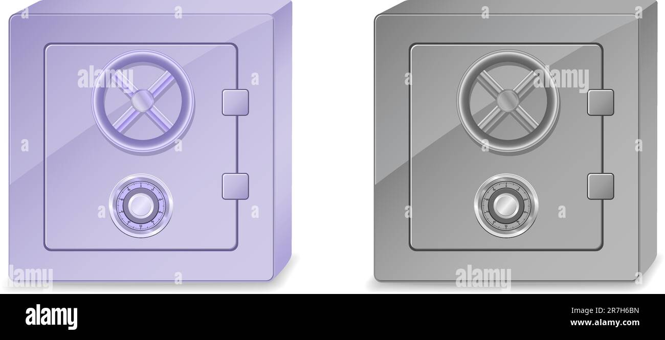 blue and grey safe box icon set isolated on white background Stock ...