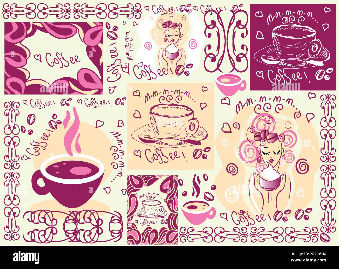 Vector coffee background wallpaper design Stock Vector Image & Art - Alamy