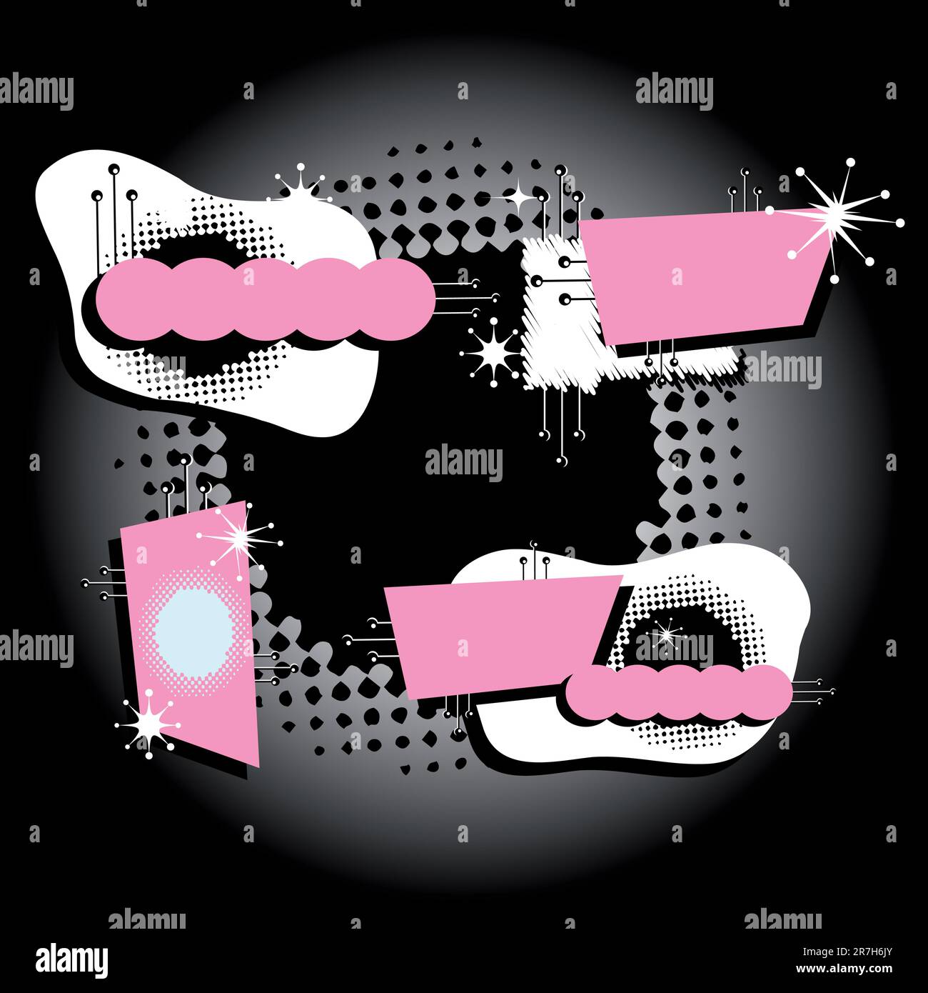 Retro-inspired Halftone Grunge Frames Grungey retro-style frames Easy ...