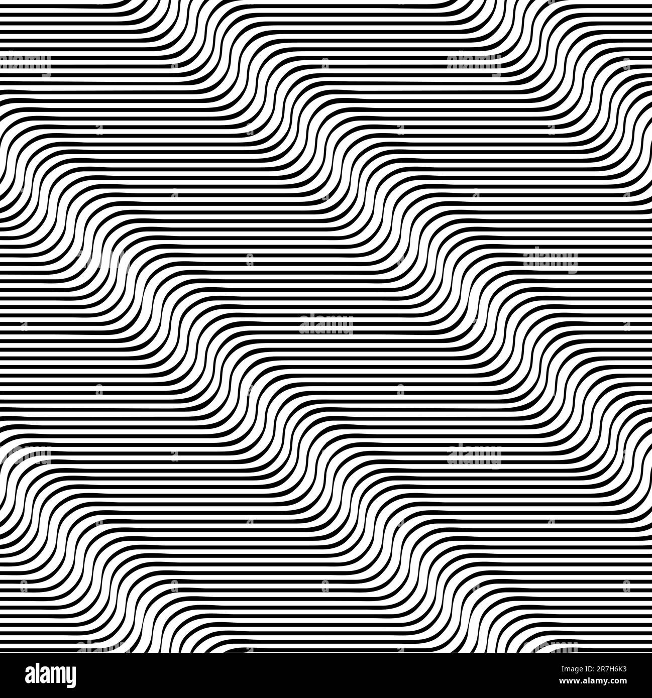 Wavy lines seamless pattern. Waves optical illusion vector background ...