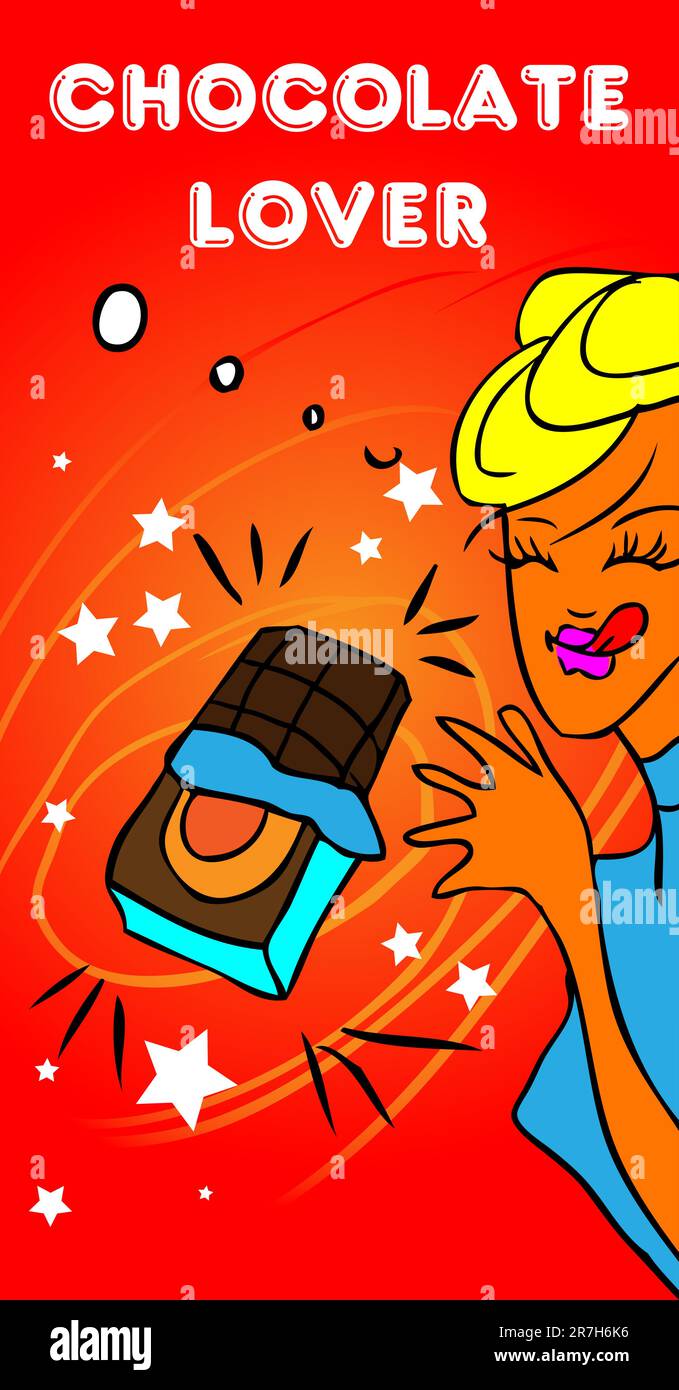 woman with candy, chocolate lover banner Stock Vector Image & Art - Alamy