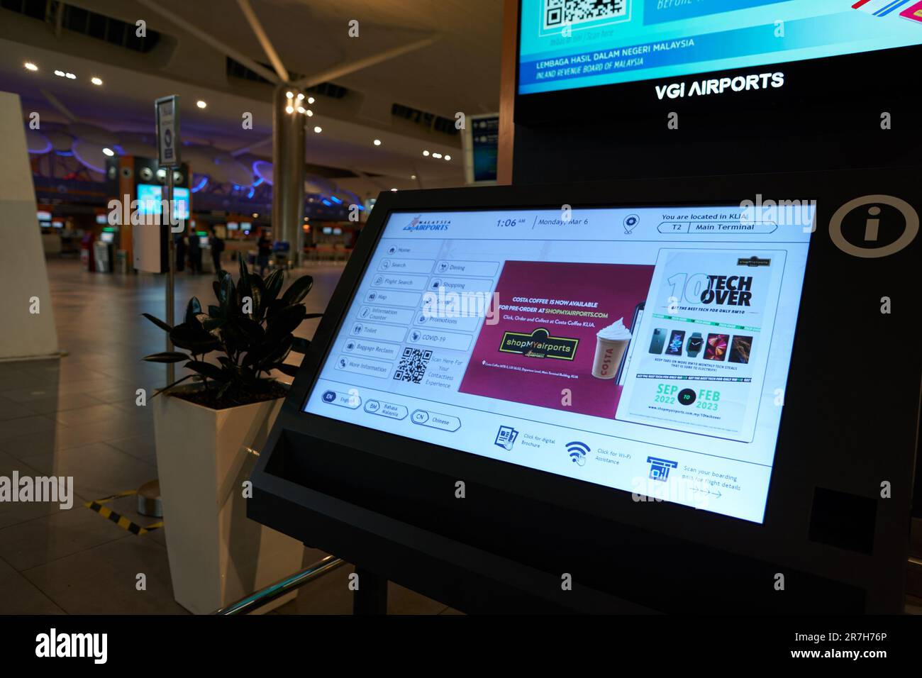 KUALA LUMPUR, MALAYSIA - CIRCA MARCH, 2023: close up shot of self-service information kiosk as ...