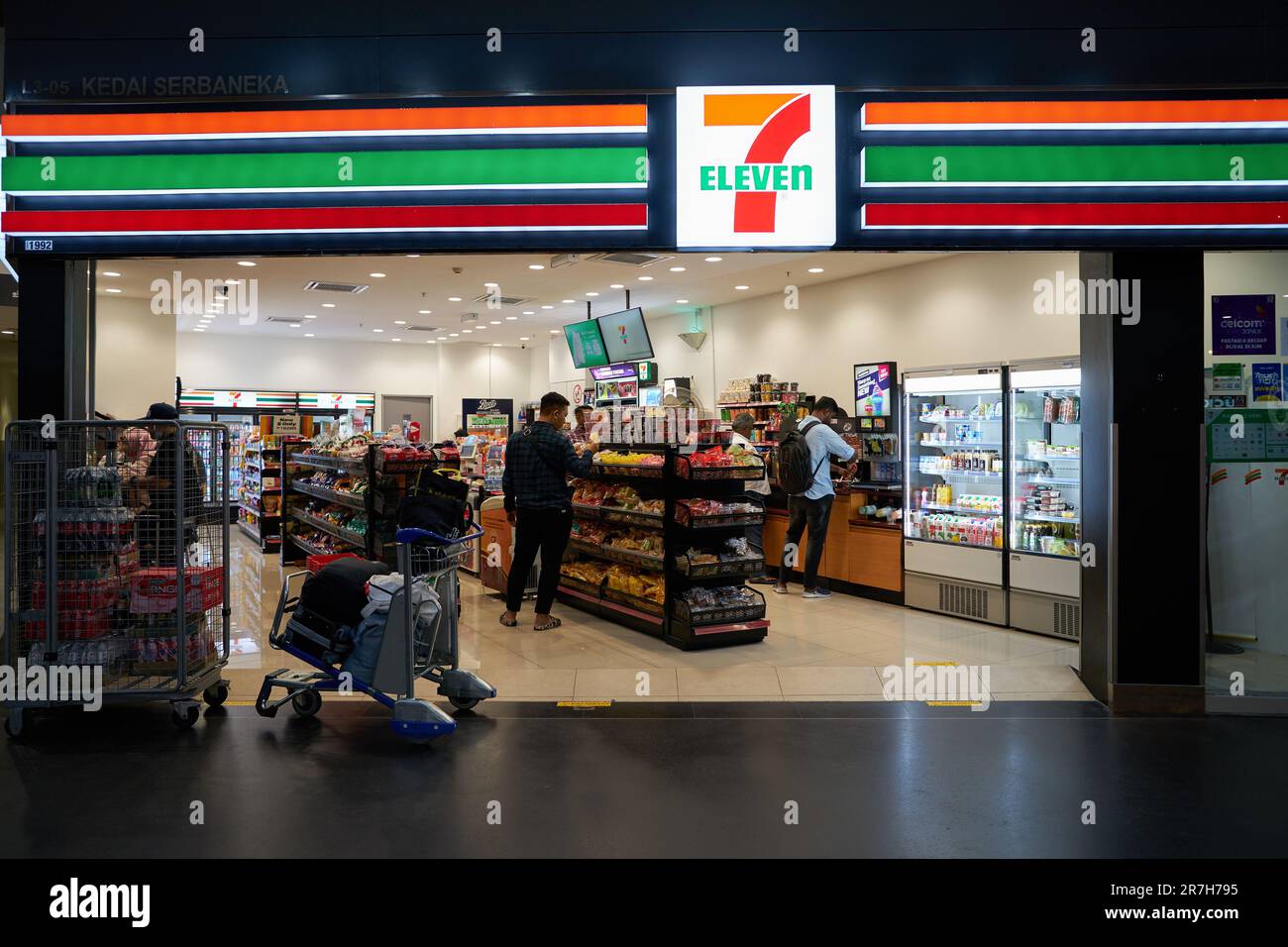 KUALA LUMPUR, MALAYSIA - CIRCA MARCH, 2023: 7-eleven sign over ...
